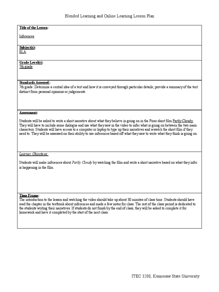 7th Grade ELA Inference Lesson Plan | PDF | Lesson Plan | Educational ...