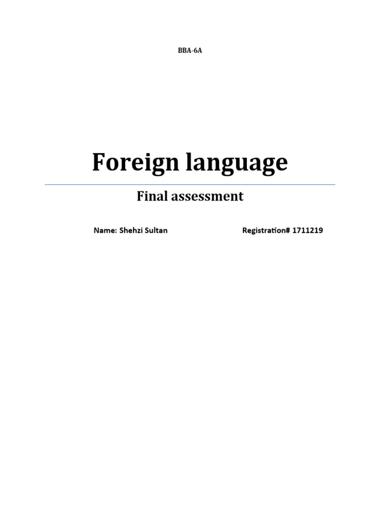 Foreign Language: Final Assessment | PDF