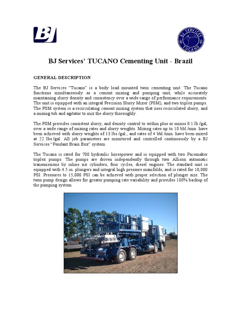BJ Services' Tucano Cementing Unit | PDF