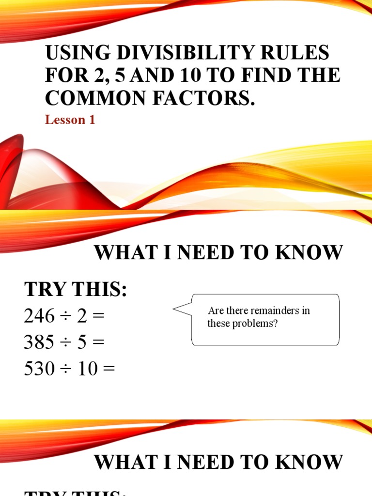 Lesson 1 - Divisibility Rules For 2, 5 and 10 | PDF