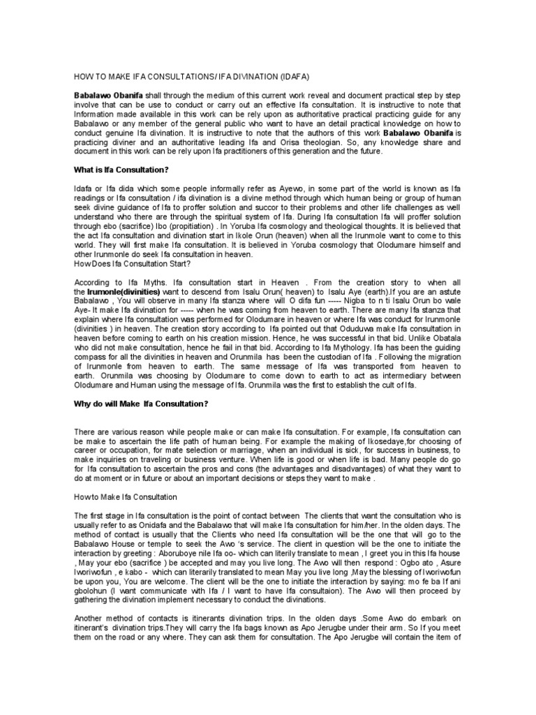 How To Make Ifa Consultations | PDF