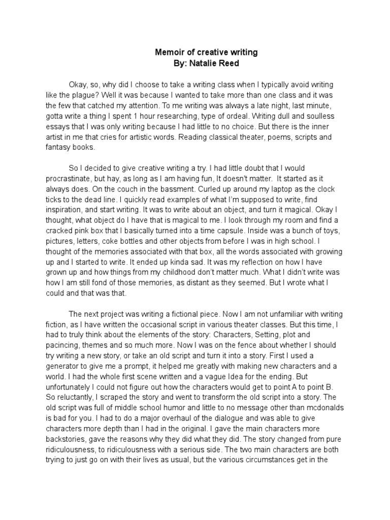 Memoir of Creative Writing | PDF | Grief | Poetry