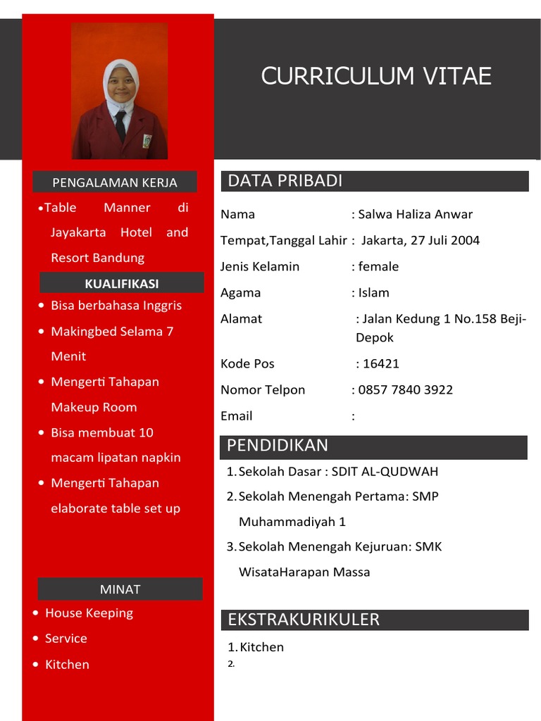 CV Salwa Haliza Anwar | PDF