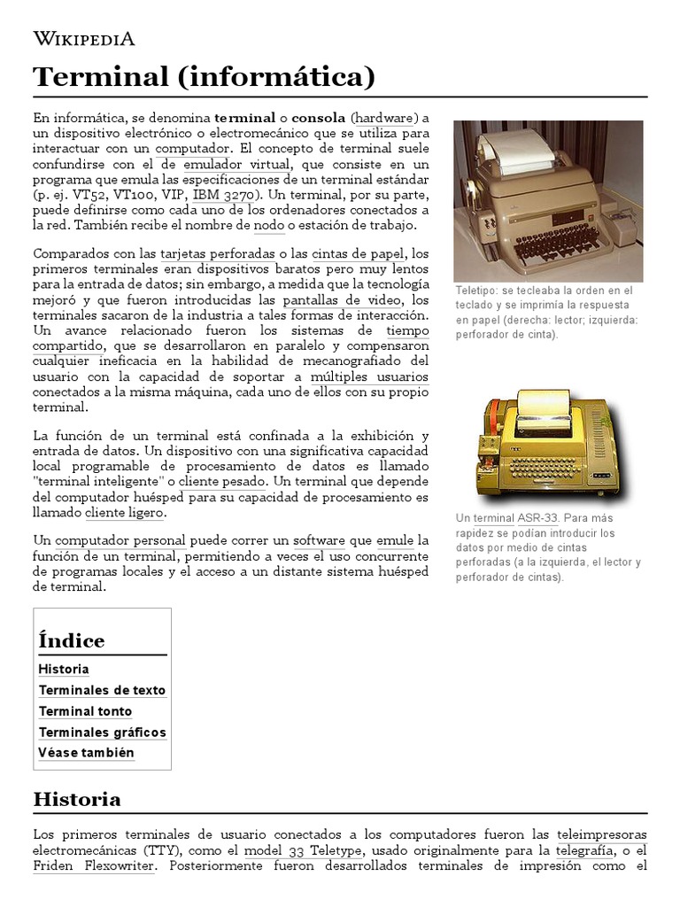 Terminal (Informática) - Wikipedia, La Enciclopedia Libre | PDF ...