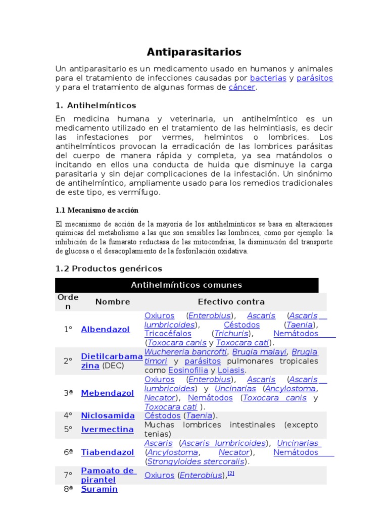 Antiparasitarios | PDF | Parasitología | Biocidas