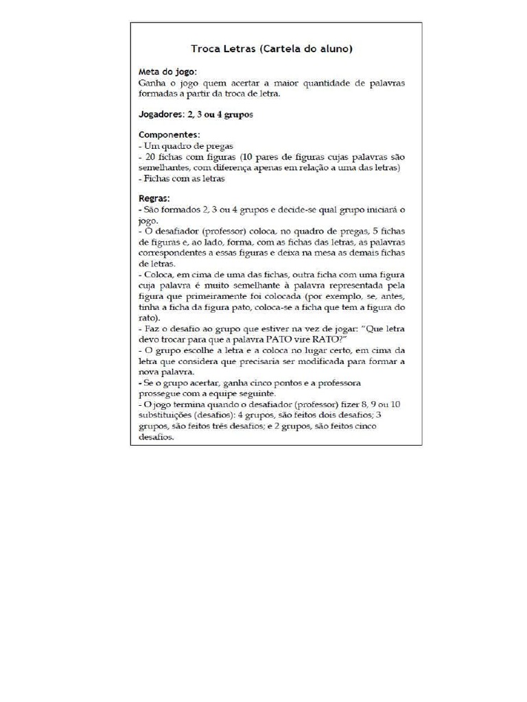 Jogo Troca Letras | PDF
