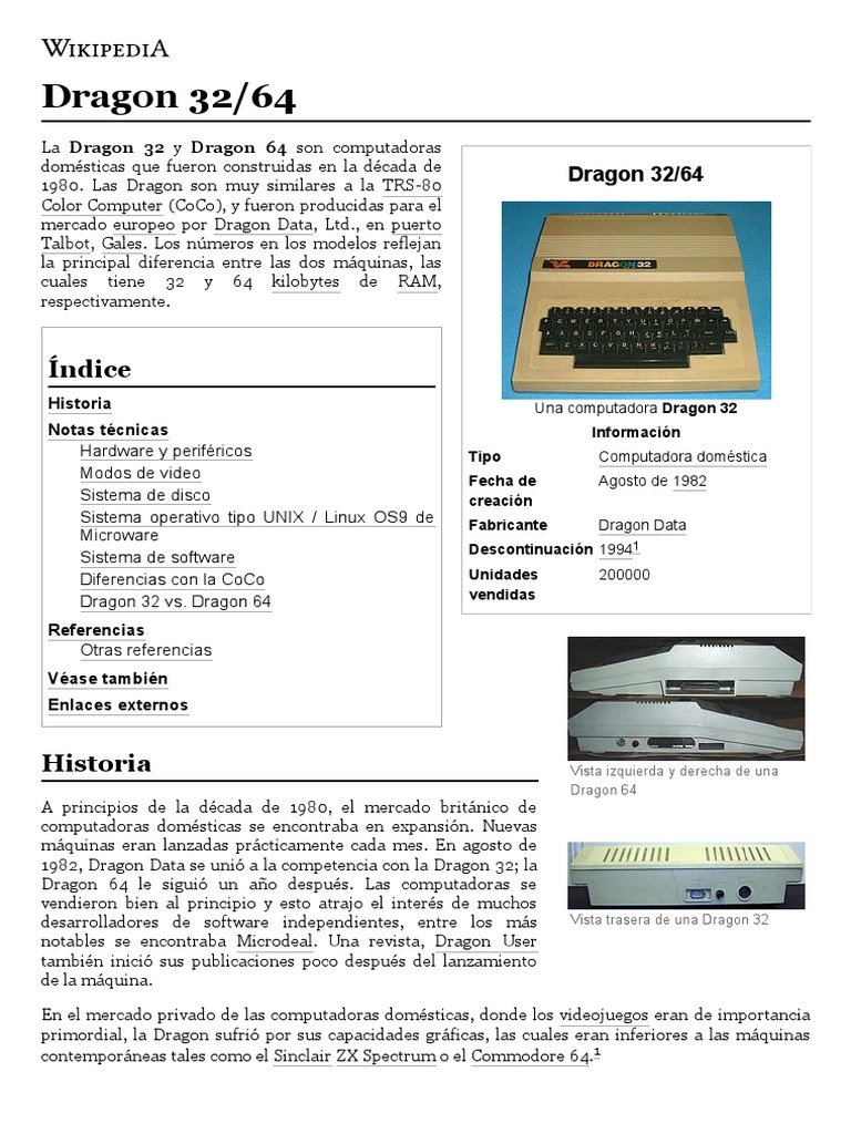 Dragon 32 - 64 - Wikipedia, La Enciclopedia Libre | PDF | Arquitectura ...