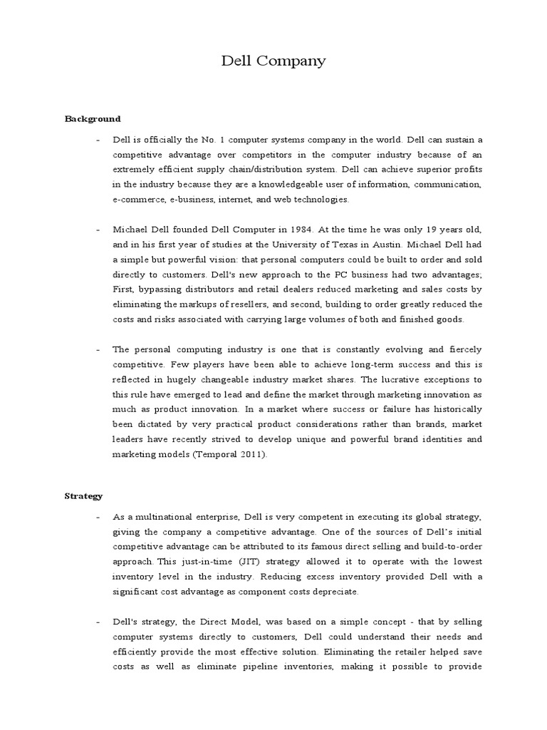 Dell Company - Strategy Analysis | PDF | Dell | Inventory