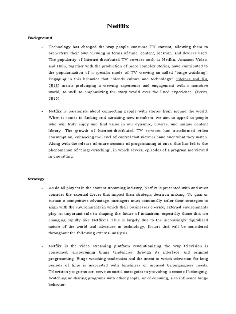 Netflix Company - Strategy Analysis | PDF | Competition | Strategic ...