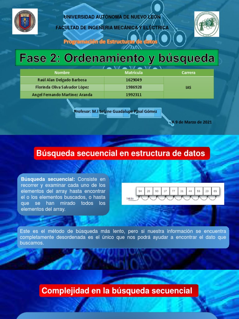Búsqueda y ordenamiento de datos: métodos y ejemplos | PDF | Estructura ...