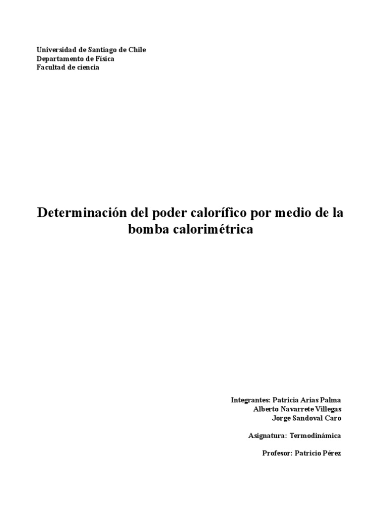 Poder Calorífico del Diesel Experimental | PDF | Calor | Combustibles