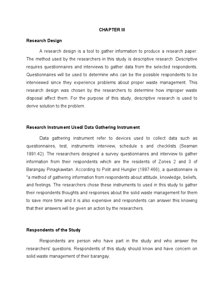 Chapter Iii | PDF | Questionnaire | Survey Methodology
