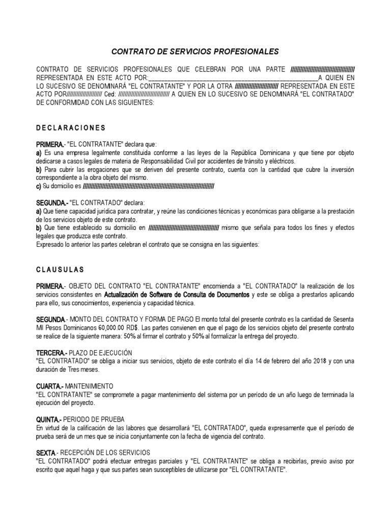 Contrato-De-Servicios-Profesionales-Formato Generico | PDF | Gobierno ...