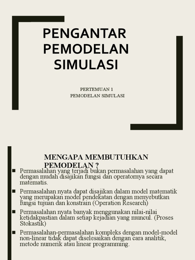 Pemodelan Simulasi - Pertemuan 01 | PDF