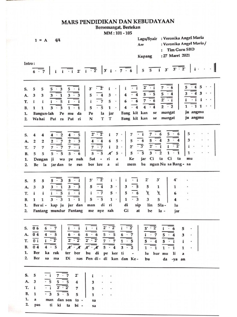 Lagu Mars Pendidikan Dan Kebudayaan | PDF