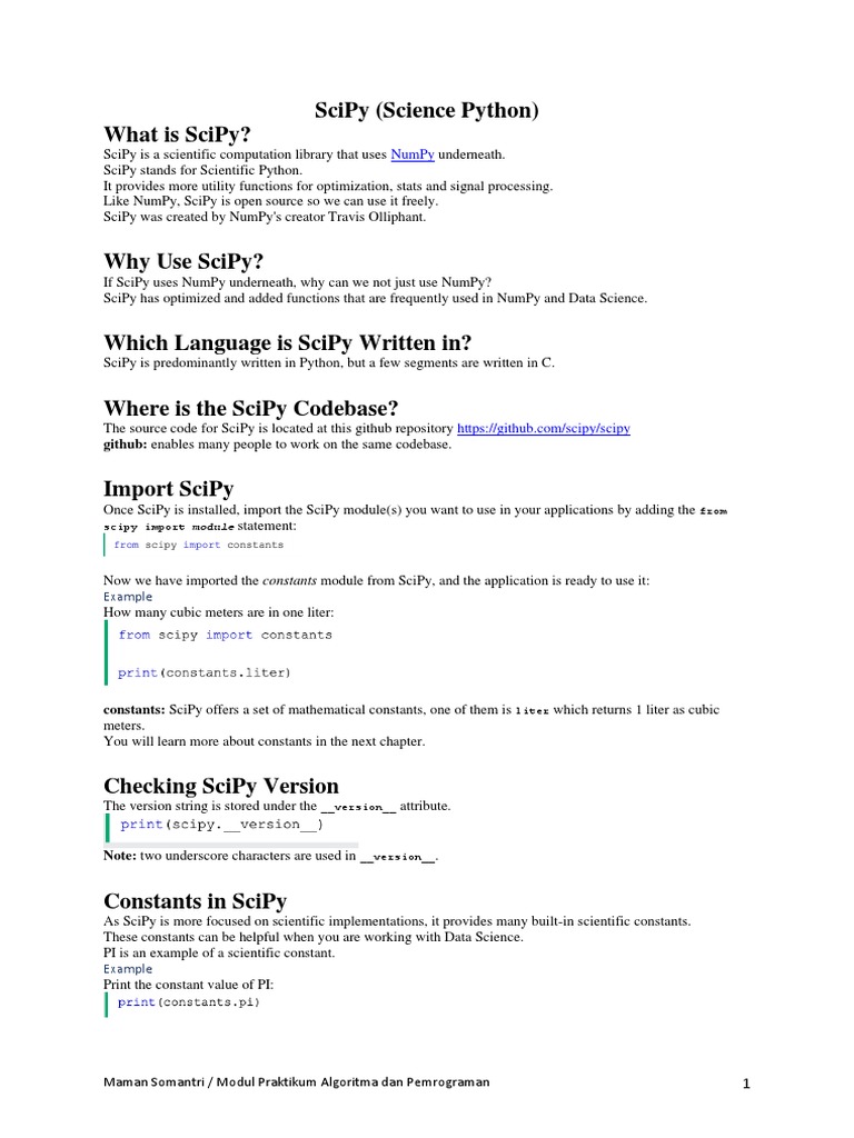 Modul Praktikum SciPy | PDF | Matrix (Mathematics) | Distance