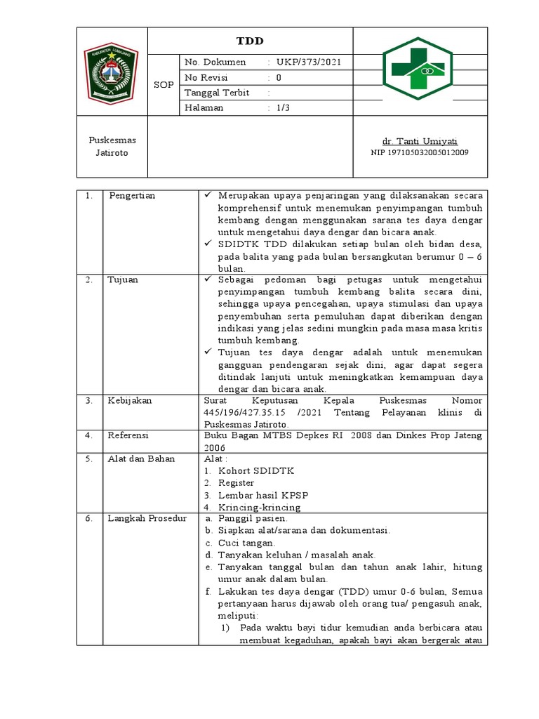 Sop TDD | PDF | Pengembangan Diri | Kesehatan Holistik