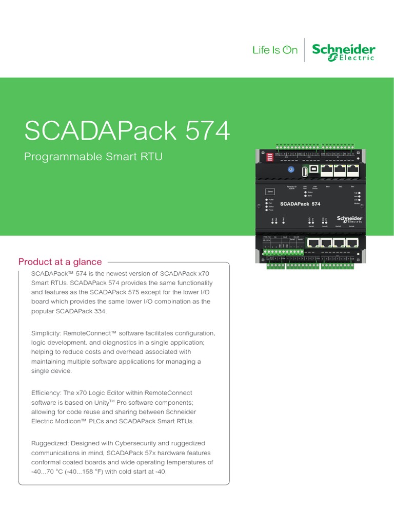 SCADAPack 574. Programmable Smart RTU. Product at A Glance | PDF ...
