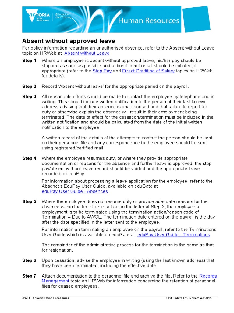 AWOL Procedures | PDF | Desertion | Payroll