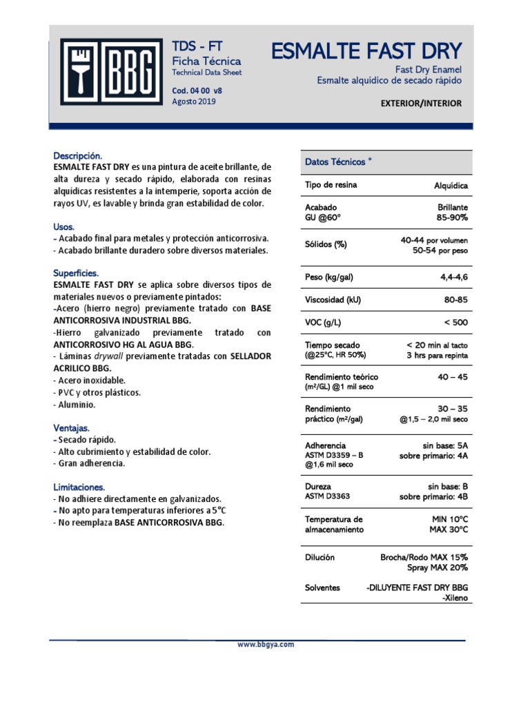 Fast Dry Enamel Technical Data Sheet: Key Details on a Fast-Drying ...