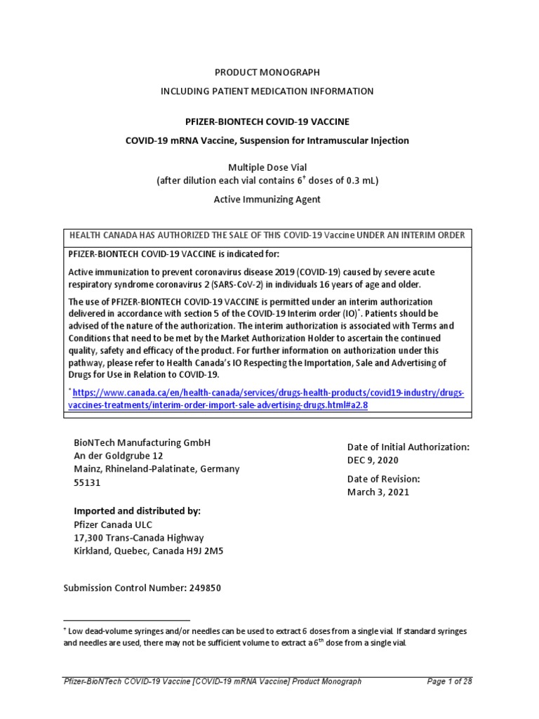 Pfizer Biontech Covid 19 Vaccine Pm1 en | PDF | Dose (Biochemistry ...
