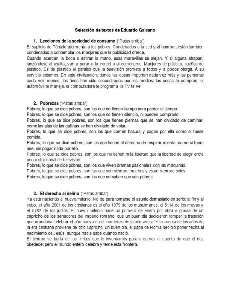 Reflexiones de Eduardo Galeano | PDF | Pobreza | Pobreza e indigencia