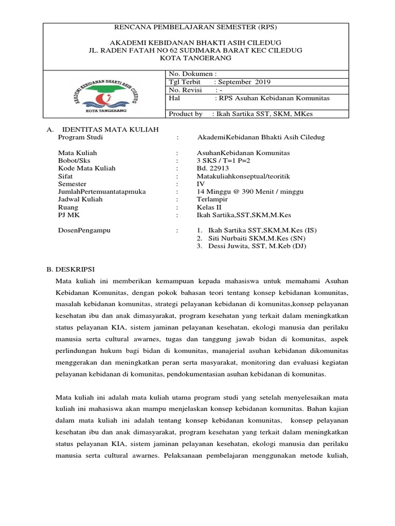 RPS Askeb Komunitas Kkni-1 | PDF