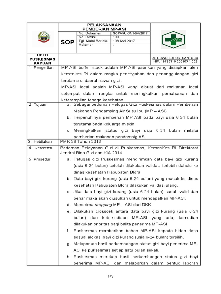 Sop Pemberian MP Asi | PDF