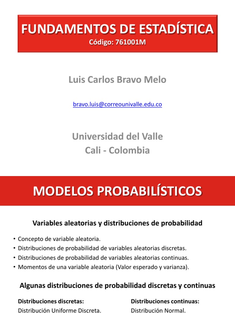 Modelos Probabilisticos (Variables Aleatorias y Distribuciones de Probabilidad) | PDF | Función ...