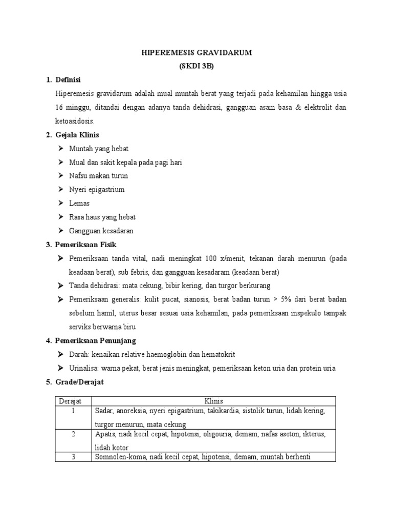 Hiperemesis Gravidarum (SKDI 3B) 1. Definisi | PDF | Pengembangan Diri ...