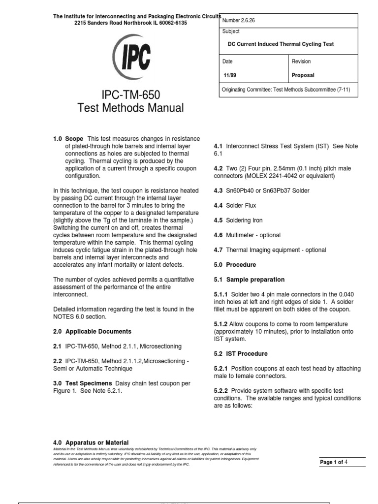 IPC-TM-650 Test Methods Manual | PDF | Electrical Resistance And ...
