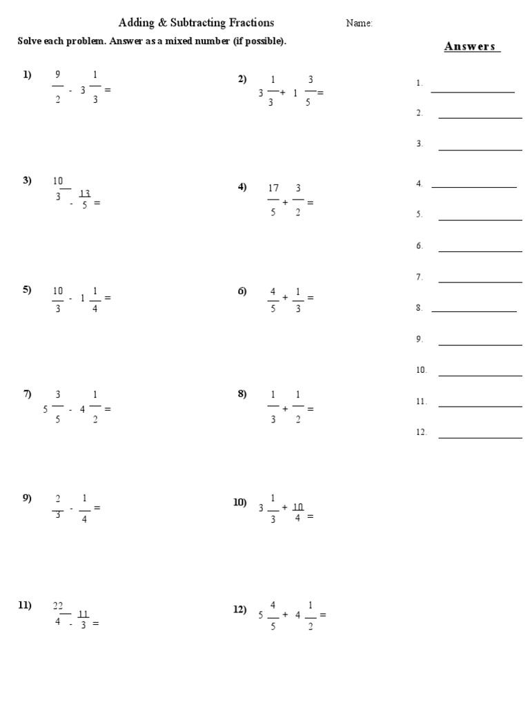 Adding and Subtracting Mixed Fractions | PDF | Lexicology | Algebra
