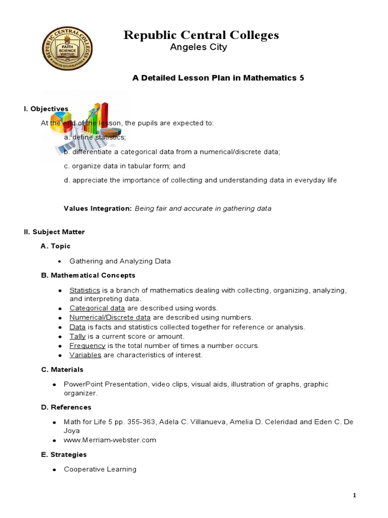 Sample of A Detailed Lesson Plan in Math | PDF | Categorical Variable ...