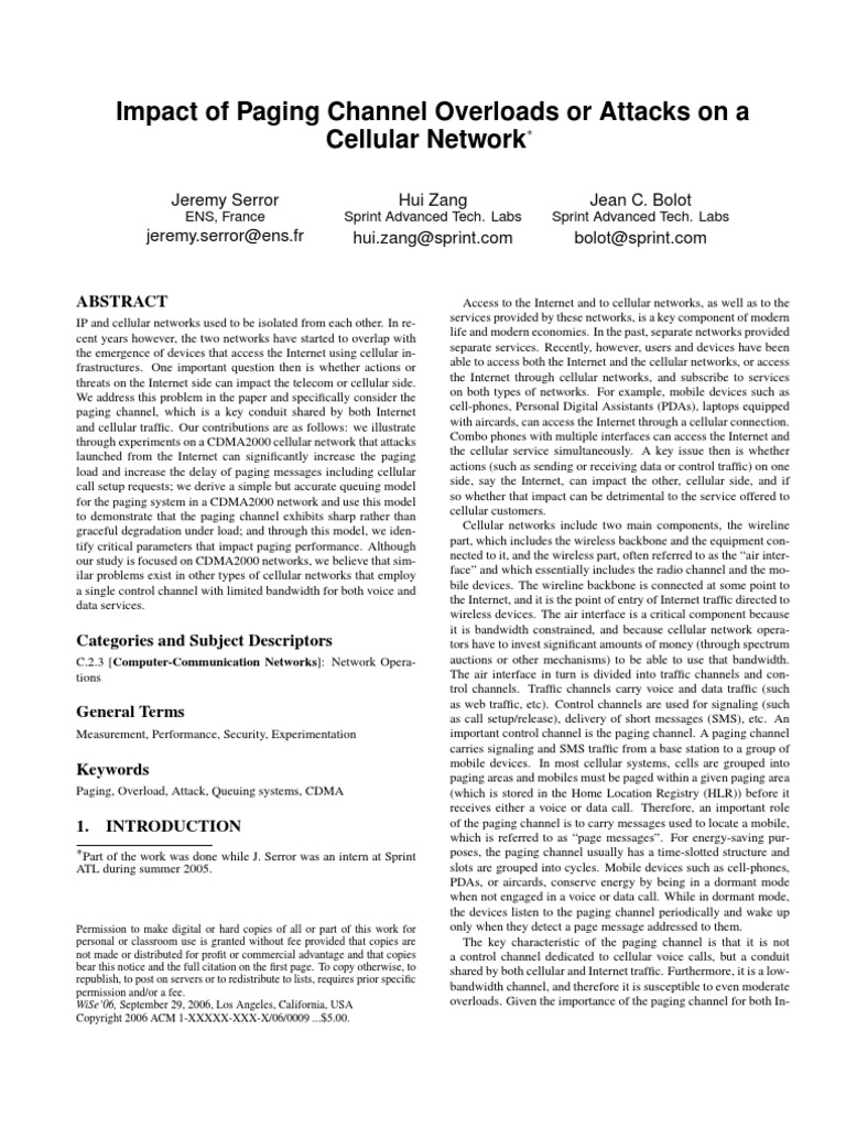 Paging Channel | PDF | Cellular Network | Computer Network