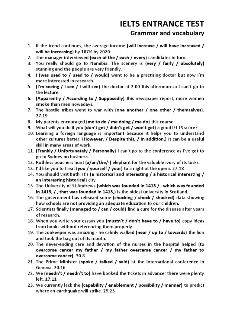 IELTS Test Prep: Grammar & Vocab | PDF | Chemical Substances | Chemistry