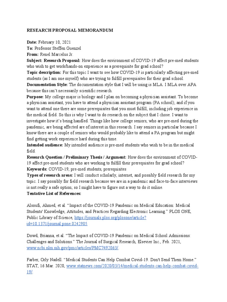 Research Proposal Memorandum Enc 1102 1 | PDF | Graduate School | Rhetoric