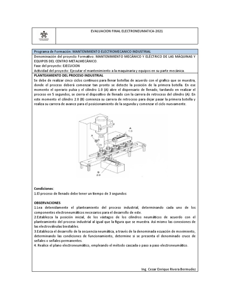 Evaluacion Final Electroneumatica - 2021 | PDF