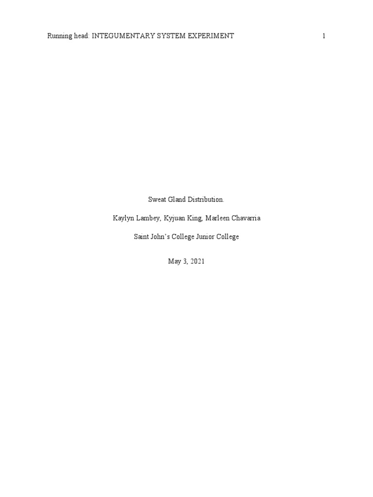 Anatomy Final Project Lab Report - Integumentary System | PDF ...