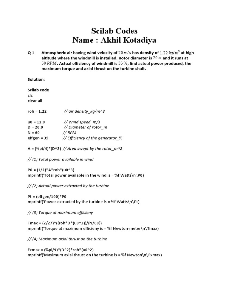 Scilab Codes Name: Akhil Kotadiya: // RPM // Efficiency of The ...
