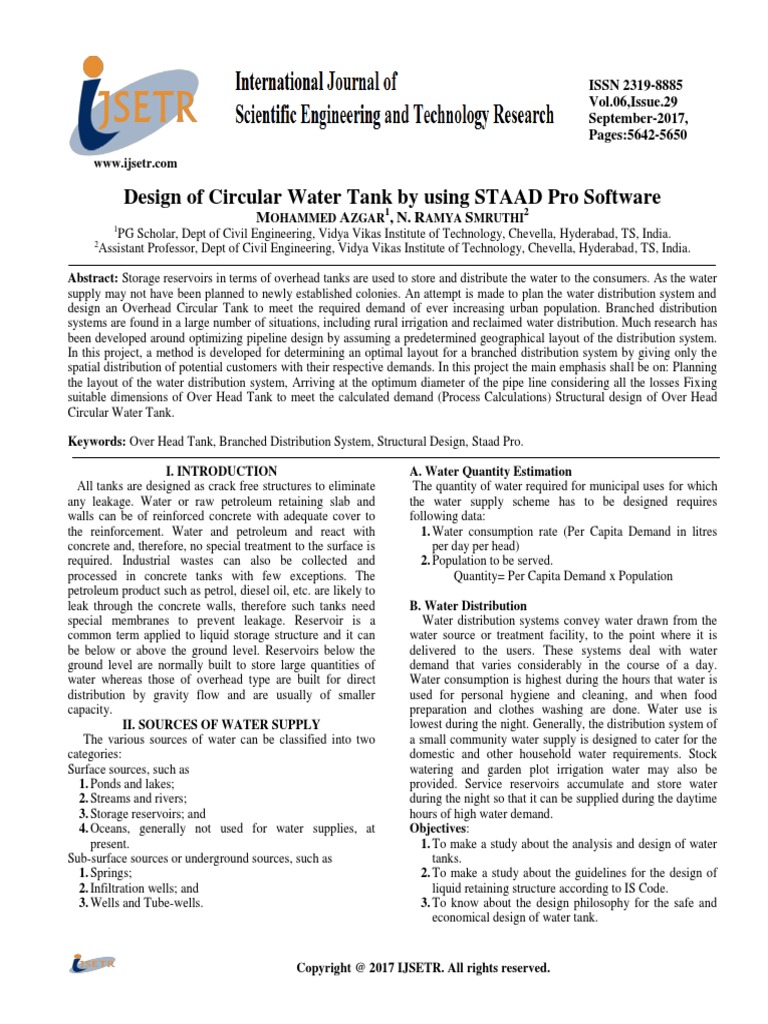 Design of Circular Water Tank by Using STAAD Pro Software: M A, N. R S ...
