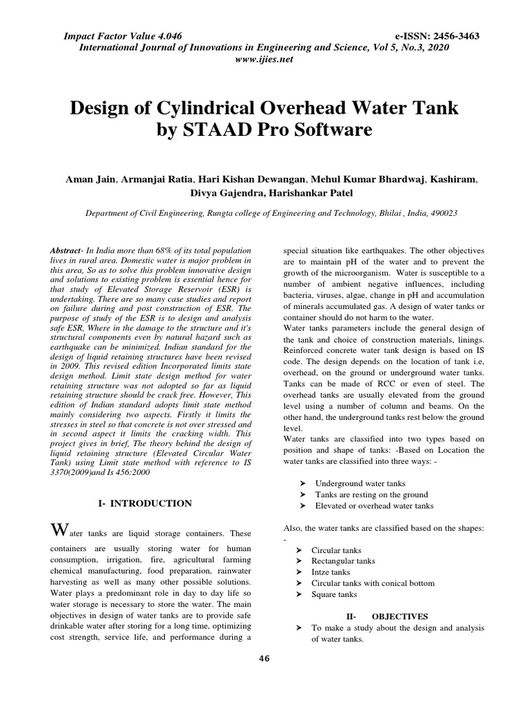 Storage Tank Design - 9 | PDF | Water | Tanks