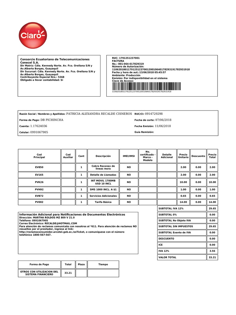 Consorcio Ecuatoriano de Telecomunicaciones Conecel S.A | PDF ...