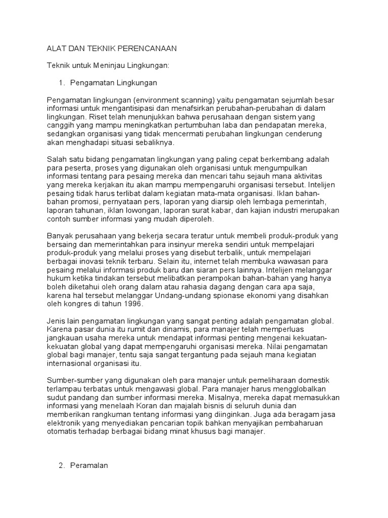 Alat Dan Teknik Perencanaan | PDF