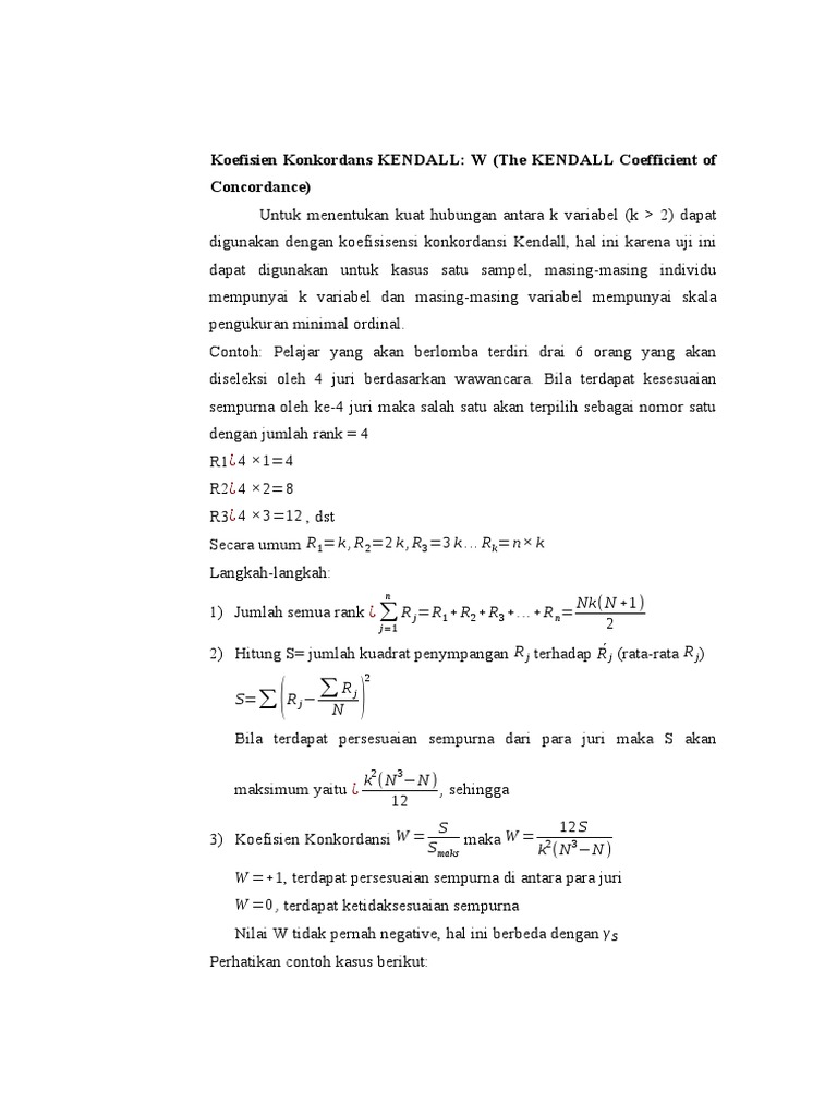 Koefisien Konkordansi Kendall W | PDF