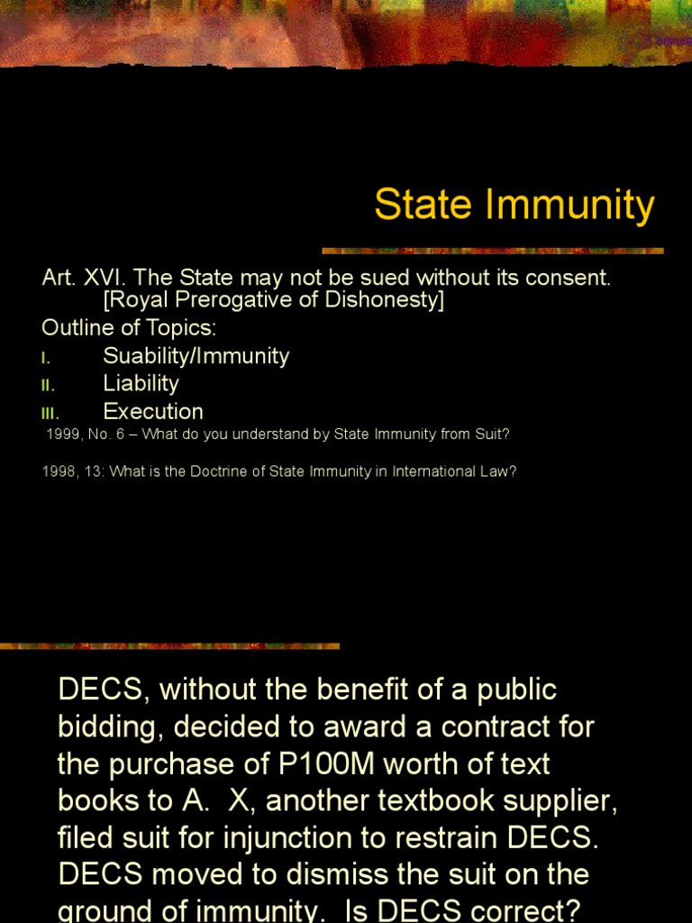 State Immunity | PDF | Sovereign Immunity | Lawsuit