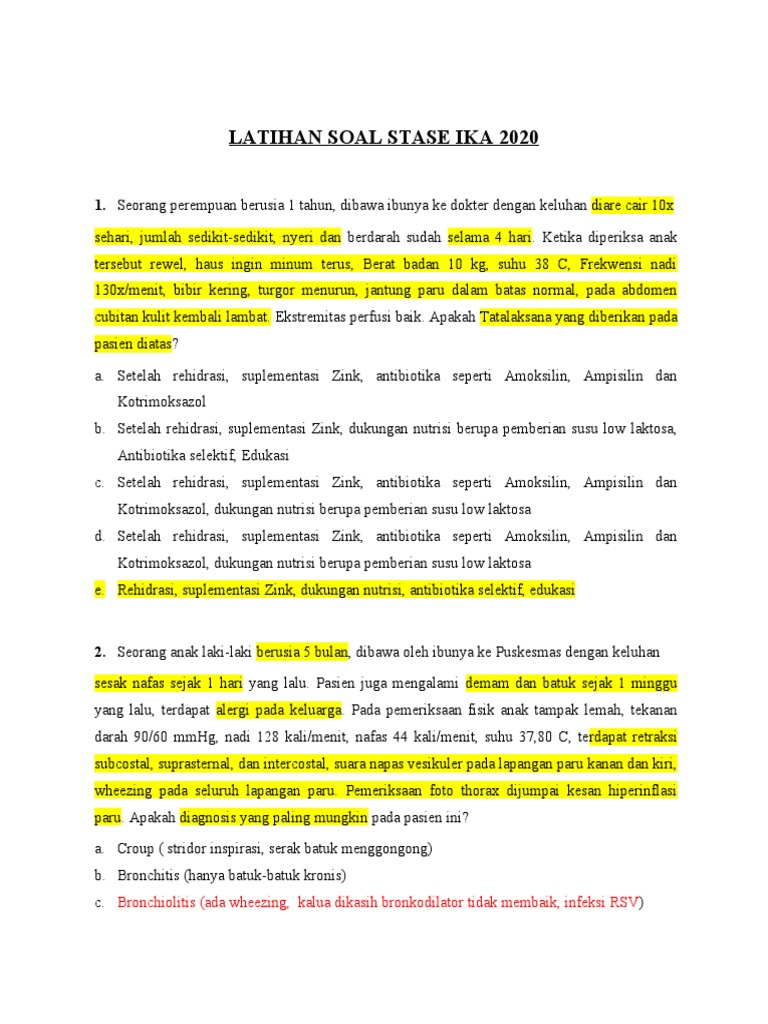 Latihan Soal Stase PJJ Ika 2020 | PDF | Pengembangan Diri | Kesehatan Holistik