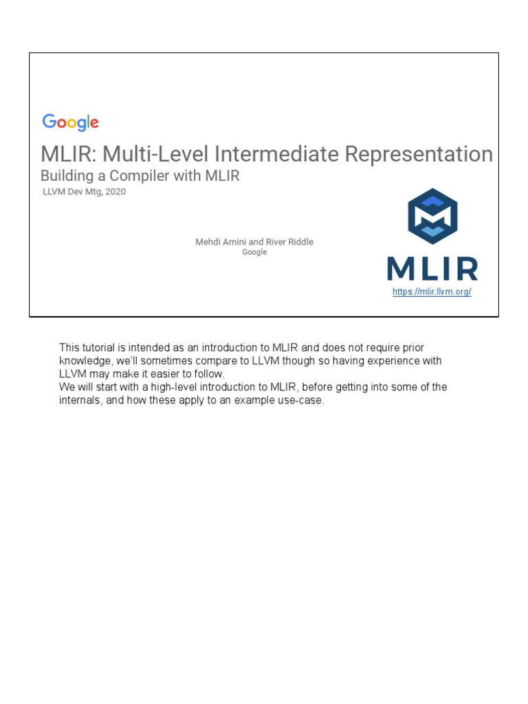 Mlir Tutorial Pdf Programming Language Class Computer Programming