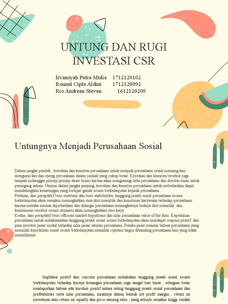 Untung Rugi Investasi CSR Perusahaan | PDF | Bisnis