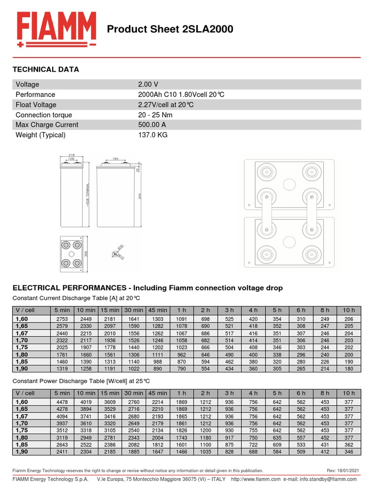 Brosur Fiamm 2sla2000 | PDF | Physics | Manufactured Goods