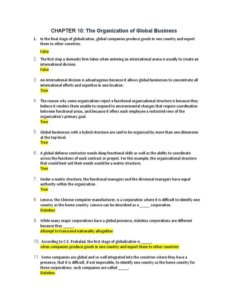 The Organization of Global Business | PDF | Organizational Structure ...